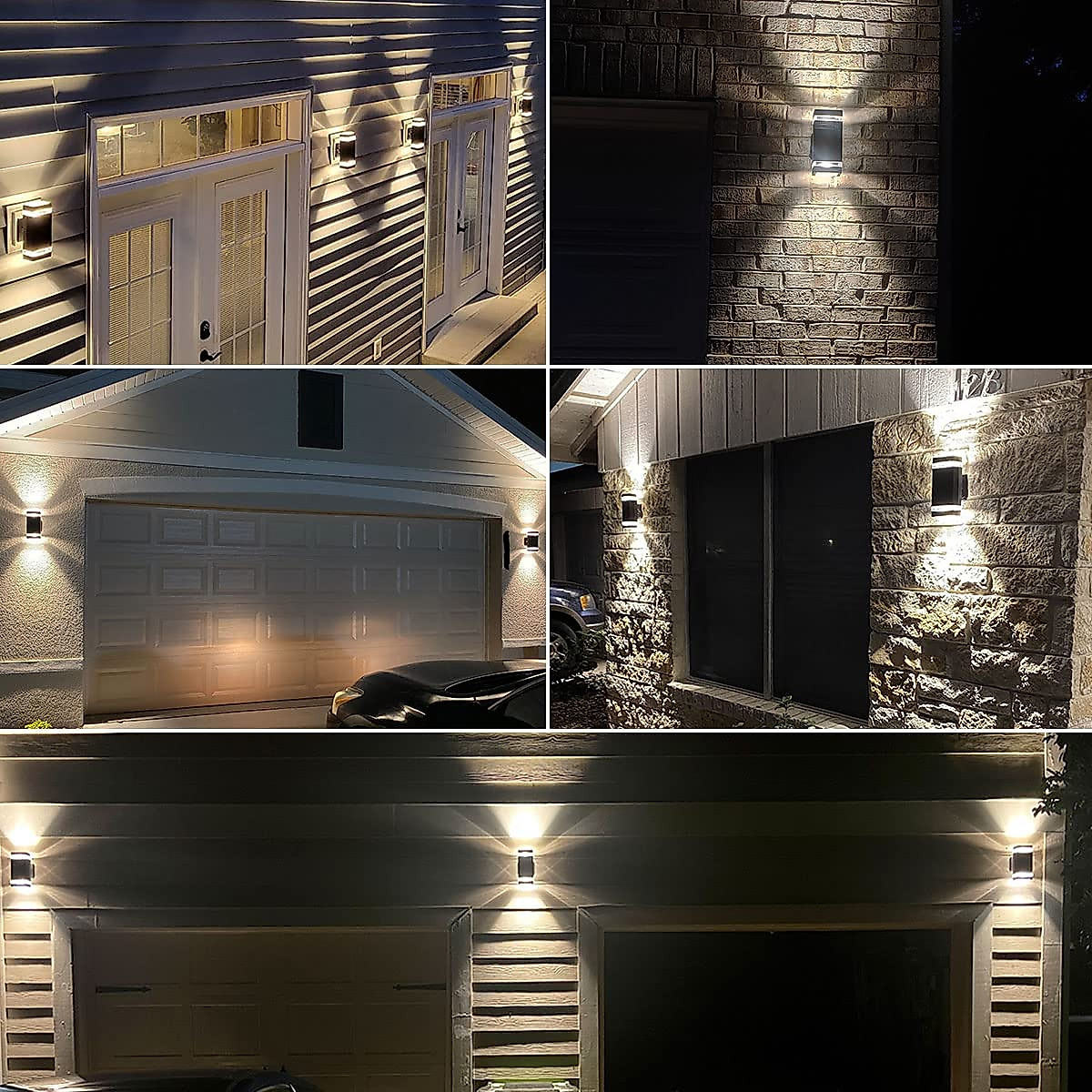 tewei Dusk to Dawn Sensor Outdoor Wall Lights Up Down Porch Lights 2 Pack,14W IP65 3000K 1100LM Warm White,Square Aluminum Exterior Wall Mount Modern Wall Lights for Front Patio Garage Black