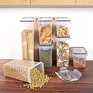 MDHAND Airtight Food Storage Containers Set with Lids Cereal Containers Storage, Kitchen Food Storage with Labels & Pen, BPA Free Stackable Food Containers Storage, 14 Pack(7 Containers + 7 Lids)