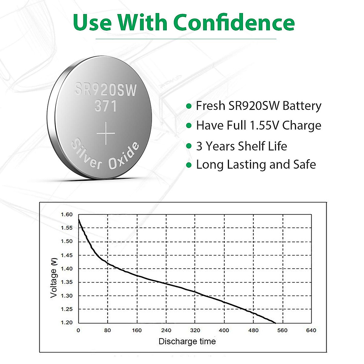 LiCB 20 Pack SR920SW 371 370 AG6 Battery 1.5V Button Cell Watch Batteries