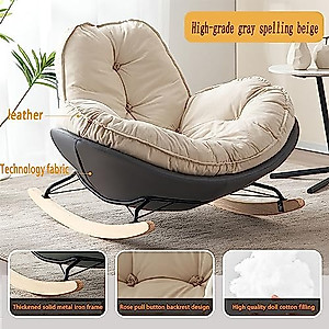 Upholstered Rocker Chair, Glider Rocker Chair,Sled Rocking Chair,with Armrests and High Density Sponge Cushions Holds Up to 300 Lbs, Suitable for Patio, Garden, Backyard, Porch, Indoor or Outdoor
