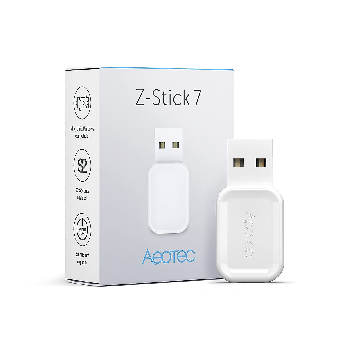 Aeotec Z-Stick 7 Plus, Zwave Plus USB to Create Z-Wave hub, Gateway Controller with 700 Series ZWave, SmartStart and S2, Works with Raspberry Pi 4, Compatible with Home Assistant