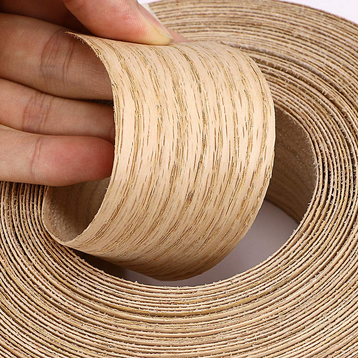 Skelang Red Oak Wood Veneer Edge Banding Preglued Iron-On with Hot Melt Adhesive Edgebanding Flexible Wood Tape (2" x 50')