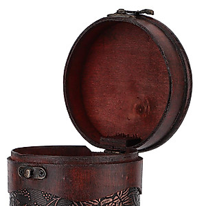 Garosa Retro Wooden Wine Gift Box Portable Vintage Round Wooden Single Red Wine Storage Box With Handle