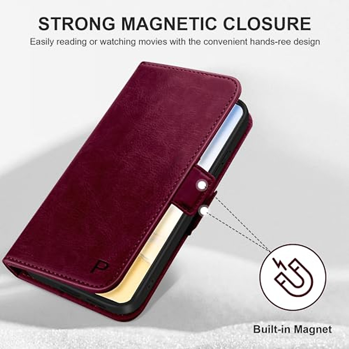 Bizzib for Samsung Galaxy S21 Ultra Case Leather Wallet with Card Holder[ RFID Blocking] 360 Full Shockproof Protection Magnetic Closure Phone Cover & Wrist Strap for Galaxy S21 Ultra 6.8-Burgundy