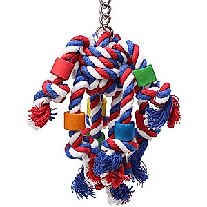 Bonka Bird Toys 55094 Rope Jumble Plucking Preening Bird Toy for Pet Budgie Parakeet Lovebirds Conures Small or Medium Parrots Cages