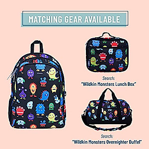 Wildkin 15-Inch Kids Backpack for Boys & Girls, Perfect for Early Elementary, Backpack for Kids Features Padded Back & Adjustable Strap, Ideal for School & Travel Backpacks (Monsters)