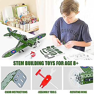 STEM Building Toys Model Airplane Kits for Boys 8-12,Airplane Model Scale 1:32 Metal Building Kit,Erector Set Model Planes for Kids 8-12,Best Airplane Gifts for Hurricane Fighter Fans