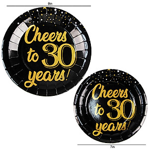 102-Piece 30th-Birthday Party Supplies Set With 30th Birthday Plates and Napkins, Cups, Banner, and Tablecloth, Serves 25. 30th birthday decorations for Men and Women