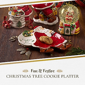 Spode Christmas Tree Collection Figural Cookies for Santa Platter | 12 Inch Serving Plate for Cookies, Desserts and Christmas Treats | Made of Dolomite | Perfect Holiday Gift and Christmas Home Décor