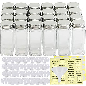 SimpleHouseware Spice Jars 4 Ounce Square Bottles w/labels, 24-Pack