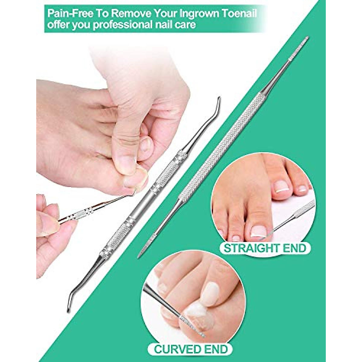Toenail Clippers for Thick Nails, Large Nail Clippers for Thick & Ingrown Toenails Podiatrist Toenail Clippers Kits Stainless Steel Super Sharp Curved Blade Grooming Nail Tool for Man & Women
