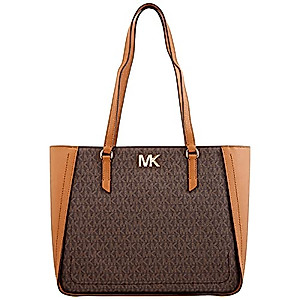 Michael Michael Kors Womens Sylvia Leather Logo Shoulder Handbag Brown Medium
