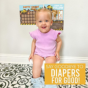 Hadley Designs Construction Potty Training Chart for Toddlers Boys - Potty Chart for Boys with Stickers, Kids Potty Training Chart for Toddlers Boys, Potty Sticker Chart for Toddlers Boy