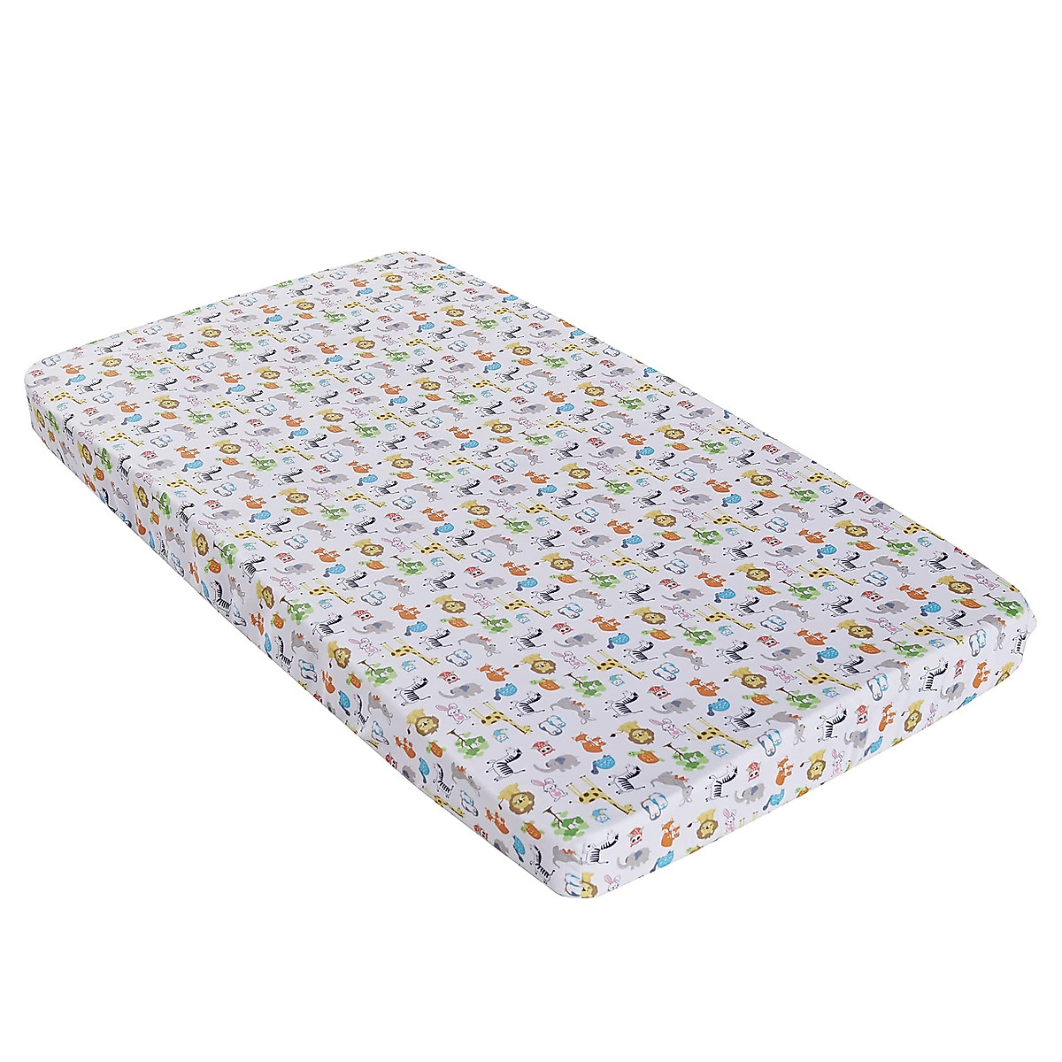 6 PCs Noah's Ark Nursery Crib Bedding Set Blue Grey Animal Theme Baby Crib Bedding Set Quilt + Skirt + Fitted Sheet + Diaper Storage Bag + Blanket + Window Valance