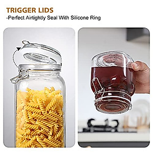 [ Taller ] Glass Jars with Airtight Lid, 92oz/34oz Large Glass Food Storage Jars, 4 Pack Wide Mouth Airtight Glass Jars for Kitchen Pantry Spaghetti, Square Mason Jars with Labels