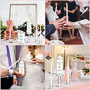 Layhit Unity Wedding Candles Ceremony Set with Glass Candlesticks Holders Wedding Accessories and Decor Unity Candle Set for Religious Wedding Anniversary Big Events Gifts for Couple