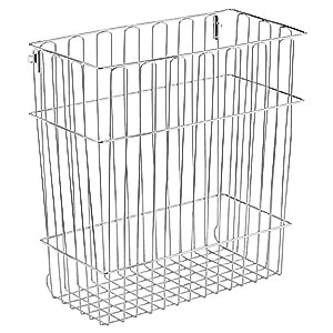 mDesign Metal Wall Mount Organizer Basket for Holiday Wrapping Paper Storage - Holder for Bow, Labels, Gift Bag, and Ribbon - Hang in Closet or Cabinet - Concerto Collection - Chrome