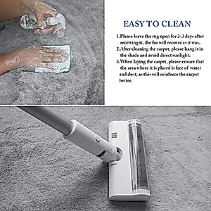 Vamcheer Faux Rabbit Fur Rug - 2x6 Feet Super Soft Fur Bedside Rugs, Light Grey 800GSM Comfy Fluffy Shaggy Furry Area Rugs for Bedroom Floor Sofa Living Room, Non-Slip Plush Fuzzy Runner Rugs Carpet