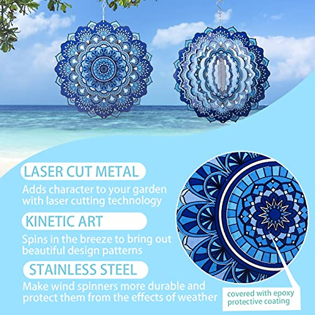 FENDISI Stainless Steel Wind Spinner- 3D Indoor Outdoor Garden Decoration Crafts Ornaments