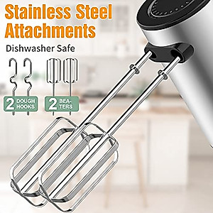 600W Electric Hand Mixer Kitchen Handheld Mixer 10 Speed Powerful with Turbo for Baking Cake Lightweight & Personal Electric Mixer with Egg Baking Beaters Dough Hooks, Whipping Mixing Cookies, Brownies, Batters, Meringues, Mashed Potatoes