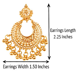 Touchstone Indian earrings for women jewelry jhumkas bollywood jewellery gold wedding bronze jhumka chandbali set golden clip on folklorico chandelier desi large light weight filigree in gold tone