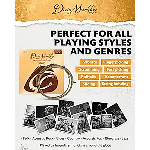 Dean Markley Signature Vintage Bronze Acoustic Guitar Strings 6 String Set, 12-54 Acoustic Guitar Strings Medium Light, Precision Wound Guitar Strings Acoustic with Superior Tone Quality, Made in USA