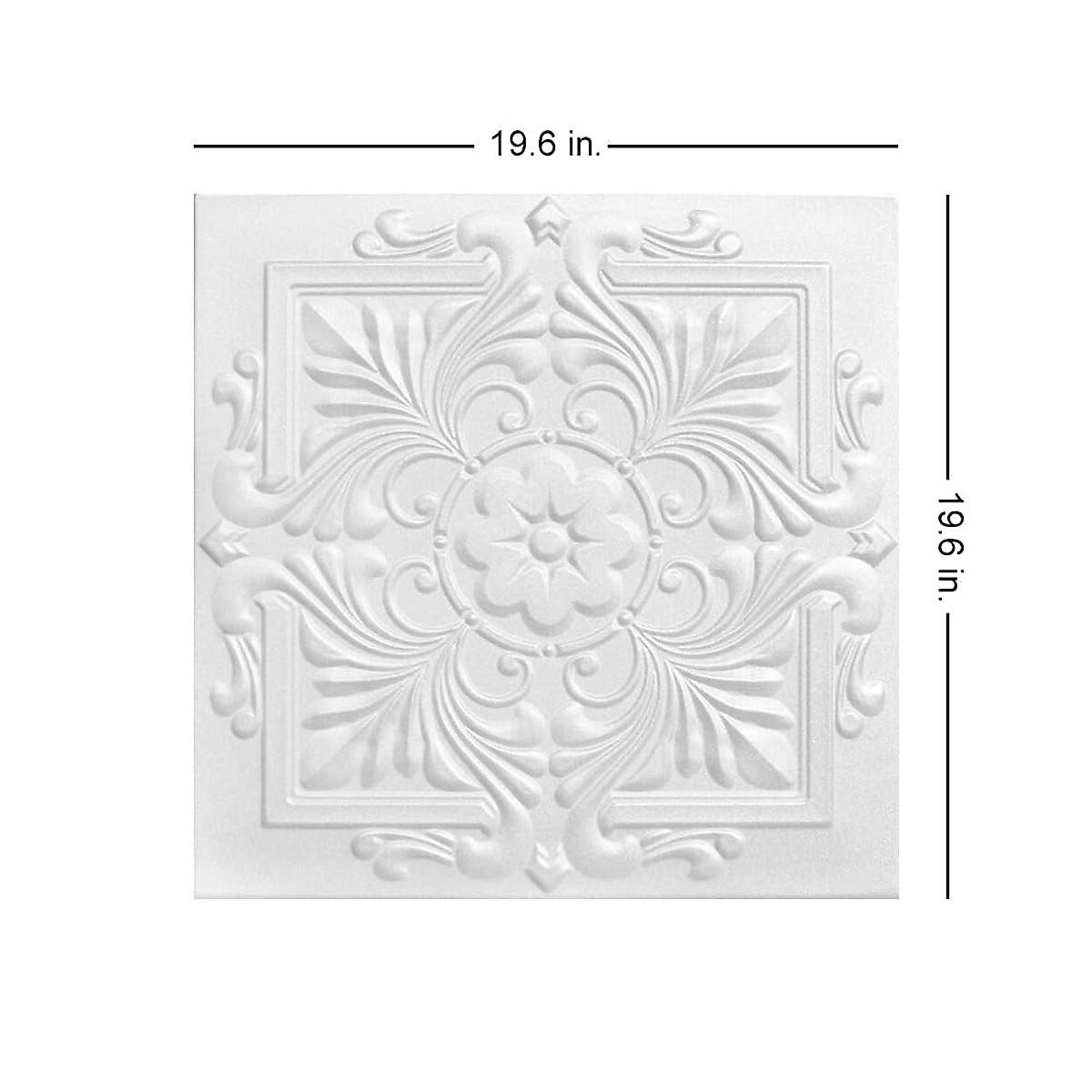 A La Maison Ceilings R14 Victorian Foam Glue-up Ceiling Tile (256 sq. ft./Case), Pack of 96, Ultra Pure White
