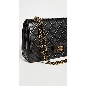 CHANEL Women's Pre-Loved Black Lambskin 2.55 10" Bag, Black, One Size