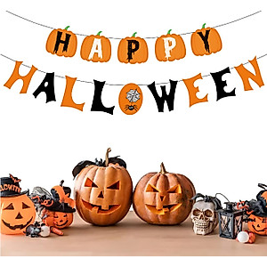 Halloween Party Balloons Banner Supplies Set,include Cupcake Toppers,Selfie Photo Props,Halloween Banner,Bat Wall Stickers,Black Orange Foil Latex Balloons,72Pcs Halloween Theme Party Decorations