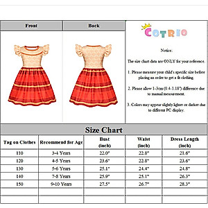 COTRIO Magic Family Dolores Costume Dress up for Girls Birthday Party Fancy Dress Toddler Kids Halloween Cosplay Outfits Role Play Clothes Pretend Play Dresses Size 5T (4-5 Years, Orange, 120)