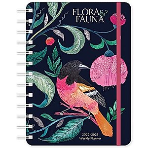 Flora & Fauna 2022-2023 Weekly Planner by Malin Gyllensvaan | On-the-Go 17-Month Calendar (Aug 2022 - Dec 2023) | Compact 5" x 7" | Flexible Cover, Wire-O Binding, Elastic Closure, Inner Pocket