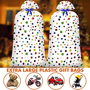 DecorWoo 4 Pack 48"x36" Extra Large Gift Bags with Ribbons, Oversized Jumbo Plastic Gift Wrap Bags for Bikes, Baby Showers, Birthdays, Christmas, Holiday Presents, and Big Gifts