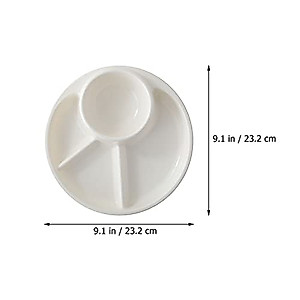 Cabilock Divided Serving Dishes Kids Toddlers Baby Tray Diet Food Control Camping Dishes Compact Serving Platter Dinner Snack Compartment Plate (White)