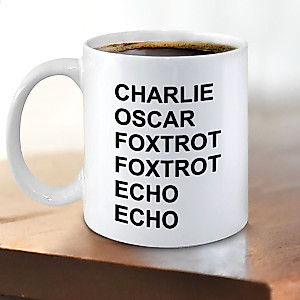 Ham Radio Operator Gifts - Phonetic Alphabet Mug - Coffee Charlie Oscar Foxtrot Echo - Aviation Military Code