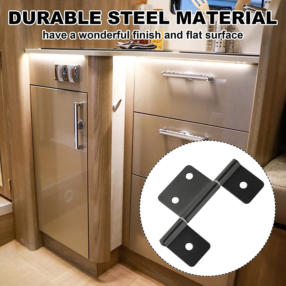 Three Leaf Non-Mortised Hinge for Mobile Home & RV Interior 8 Packa Black Door Hinges with Screws