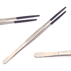 DDP NEW TWEEZERS RUBBER PVC COATED TIPS 12" STAINLESS STEEL FORCEPS STEAM ULTRASONIC CLEANING