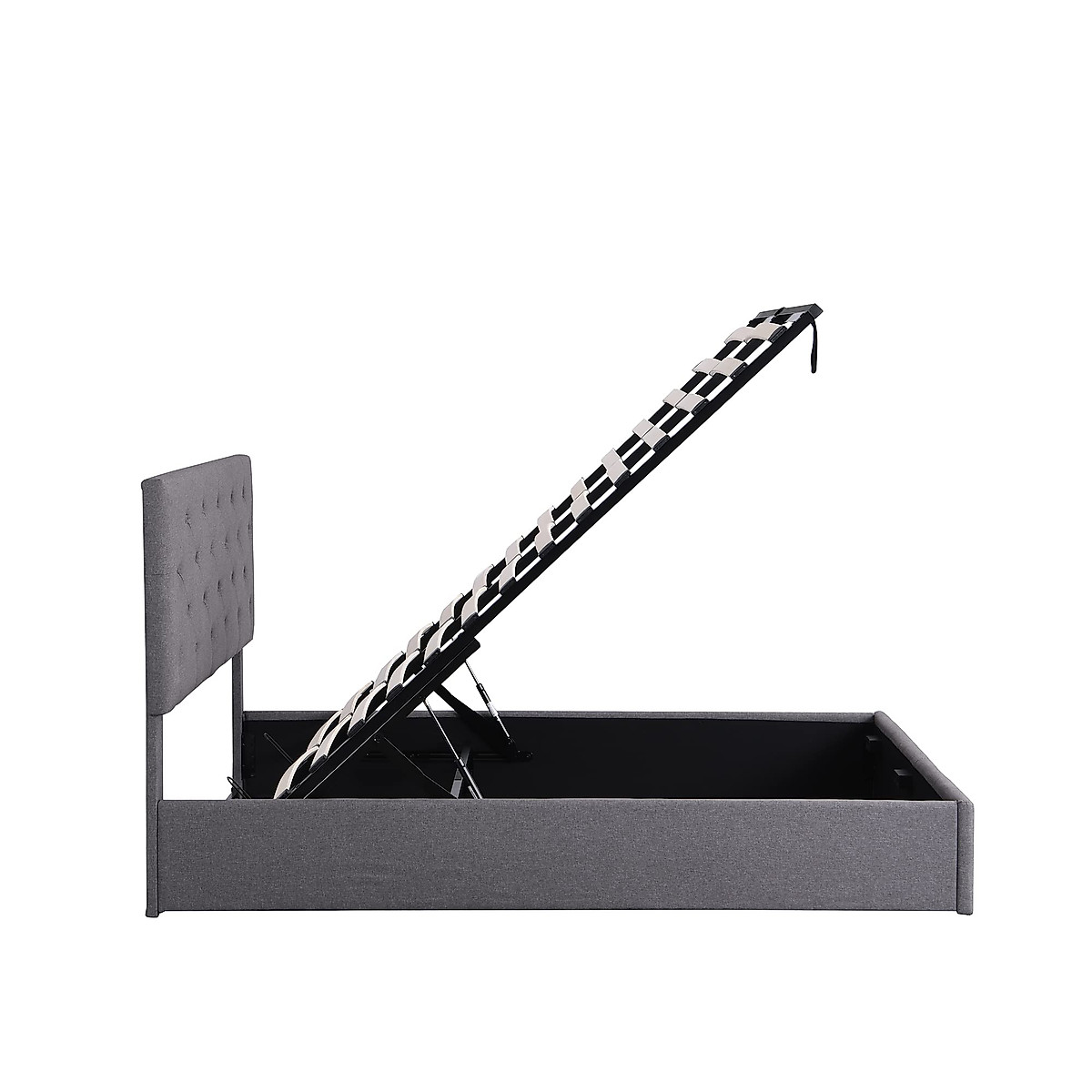 FANYHOME Queen Size Upholstered Platform Bed Frame with Storage, Queen Bed Frame with Gas Lift Up Storage, Wooden Queen Storage Bed with Tufted Headboard and Hydraulic Storage System,Grey