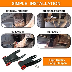 2" Suspension Rear Drop Shackle Kit Fits For 1988-2018 GMC Chevy Sierra Silverado 1500 Yukon Tahoe C1500 C2500 K1500 K2500 Ford F150 Replaces Lowering Shackles 410520