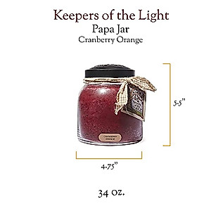 A Cheerful Giver - Cranberry Orange - 34oz Papa Scented Candle Jar with Lid - Keepers of the Light - 155 Hours of Burn Time, Gift for Women, Red