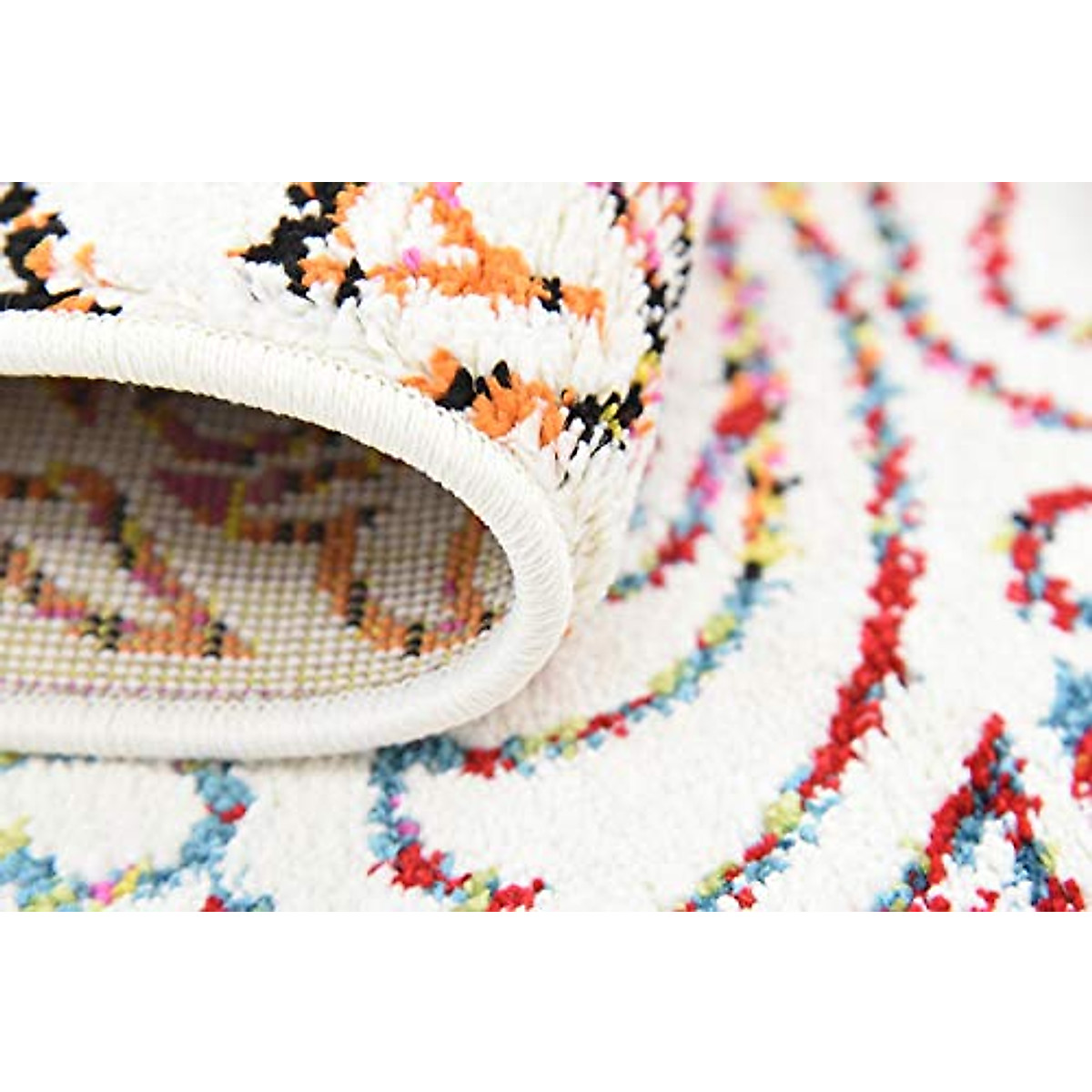 Unique Loom Lyon Collection Colorful Abstract Floral Rainbow Gradient Area Rug, 4 x 6 Feet, Ivory/Pink