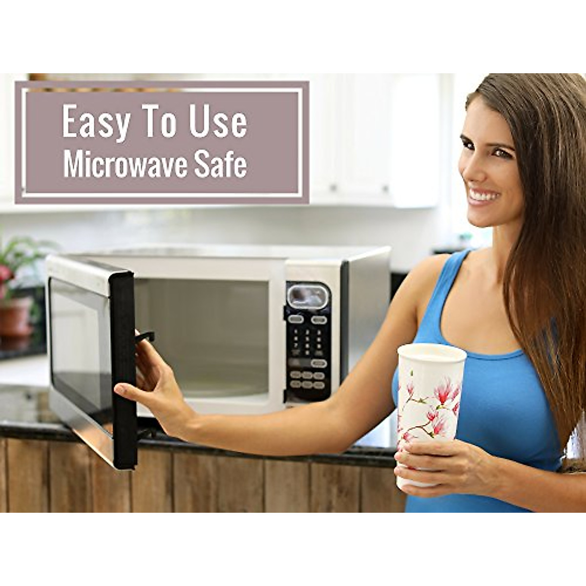 Willow & Everett 16oz Ceramic Travel Mug with Lid. Magnolia Double-Walled Tea Cup with Tea Infuser and Bonus Silicone Top. Tall Coffee and Tea Mug Tea Cups Loose Leaf Tea - Tea Mugs Tea Steeper