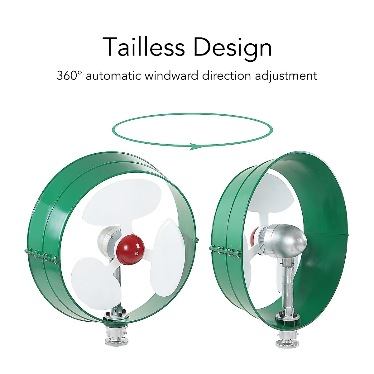 Wind Generator, 360 Degree Automatic Adjustment, 300W High Efficiency Tailless Wind Generator for Cabin (12V)