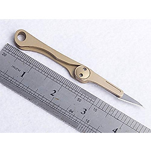 ILEAF Brass Daily Mini Pocket Folding Utility Knife with Key Ring and 10 Replaceable Quick Change Blades, Ultra Compact and Lightweight
