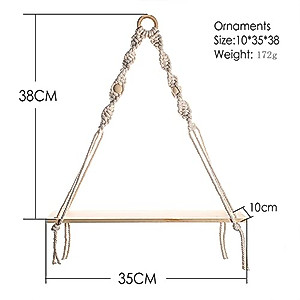 LIZHOUMIL Macrame Wall Hanging Shelf,Boho Floating Shelves,Macrame Hanging Plant Shelf Boho,Handmade Rustic Hanger Planter Rack Flower Pot Stand Holder for Bedroom,Bathroom,Living Room