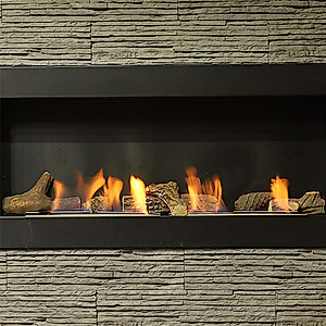 Gas Fireplace Logs Set of 9, Fireplace Logs Ceramic Wood Decoration for Gas Ethanol Firewood Log Set Hand Crafted Pine Cone Wood Use in Indoor, Outdoor