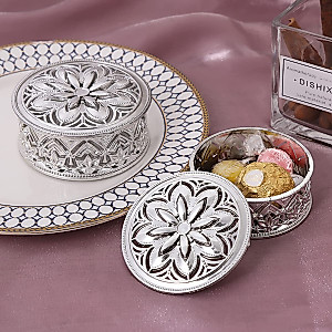 Kukiwhy 12 PCS Gold Silver Round Candy Boxes,Wedding Favor Boxes Candy Hollow Jars Candy Storage Boxes Gift Boxes for Wedding Baby Shower Christmas Birthday Party