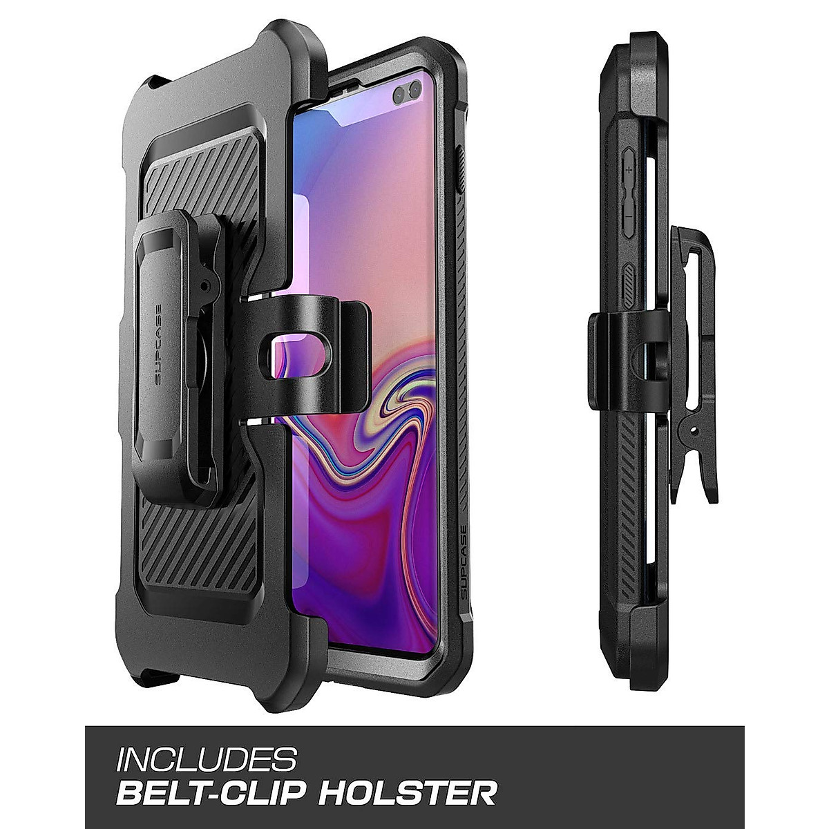 SUPCASE for Samsung Galaxy S10 Case with Satnd (Unicorn Beetle Pro), [Built-in Belt Clip] Heavy Duty Shockproof Rugged Protective Phone Case Without Built-in Screen Protector for Galaxy S10, Black