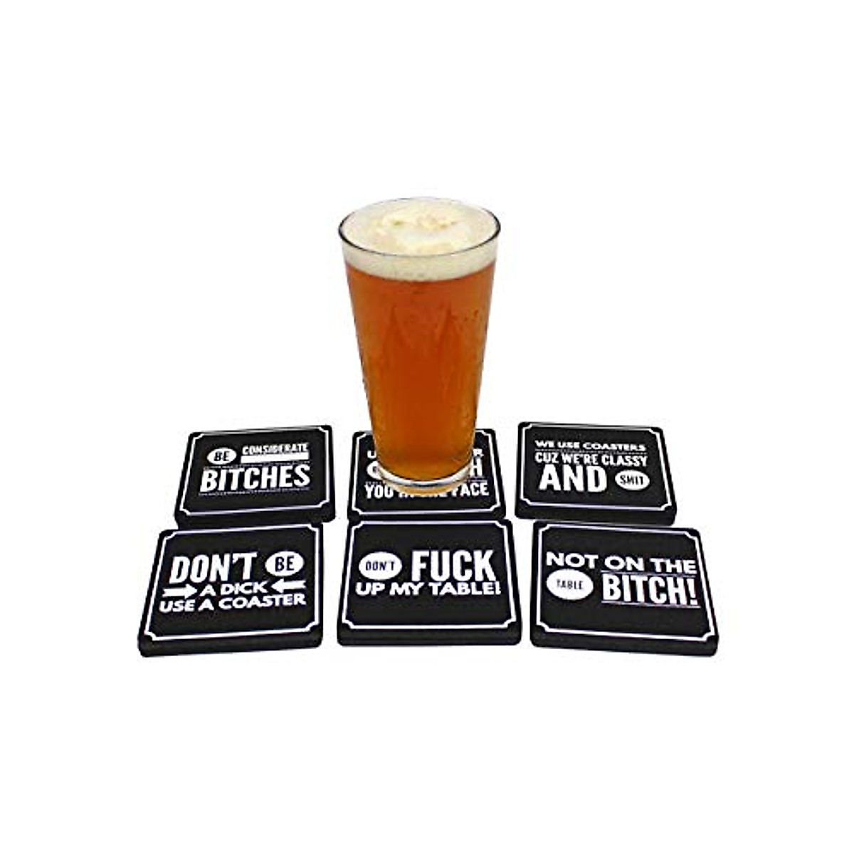 Summit One Funny Coasters for Drinks, Set of 10 (4 x 4 Inch, 5mm Thick) - Bar Accessories for The Home bar Set, Absorbent Felt Drink Coasters The Ideal Man cave Accessories