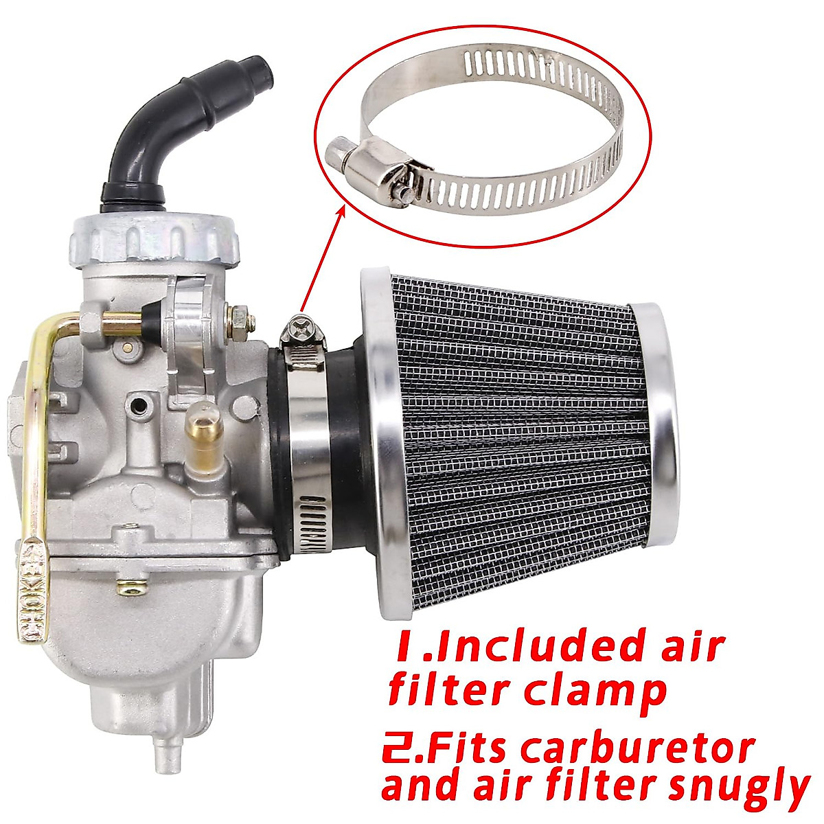 HOOAI PZ20 Carburetor for Kazuma Baja 50cc 70cc 90cc 110cc 125cc TaoTao 110B NST SunL Chinese Quad 4 Stroke ATV 4 Wheeler Go Kart Dirt Bike Honda CRF50F XL75 CRF80F XR50R with Air Fuel Filter