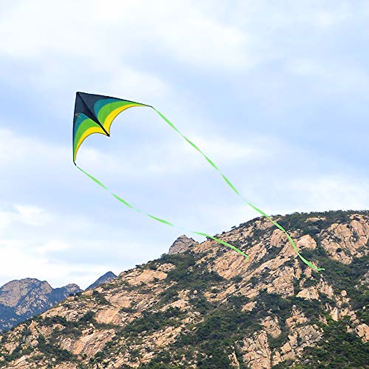 Mint's Colorful Life Delta Kite for Kids & Adults, Extremely Easy to Fly Kites with 2 Ribbons and 300ft String, Best for Beginner
